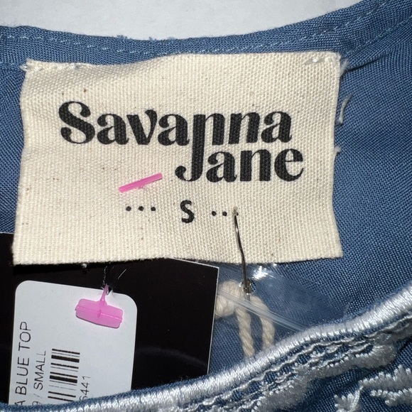 Savanna Jane | Tops | Savanna Jane Navy Floral Embroidered Blouse ...